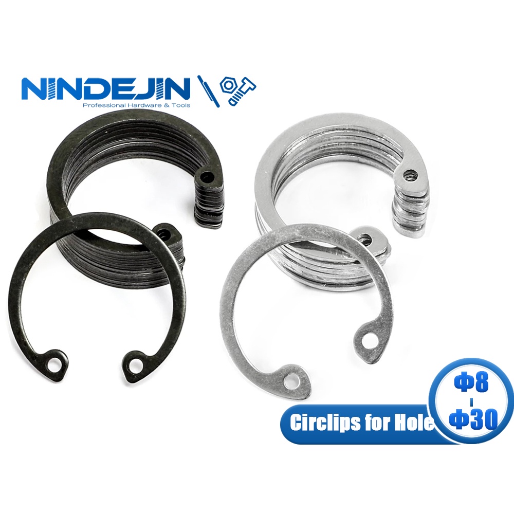 NINDEJIN C Type Internal Washer Circlip Retaining Rings For Hole Stainless Steel Carbon Snap ...