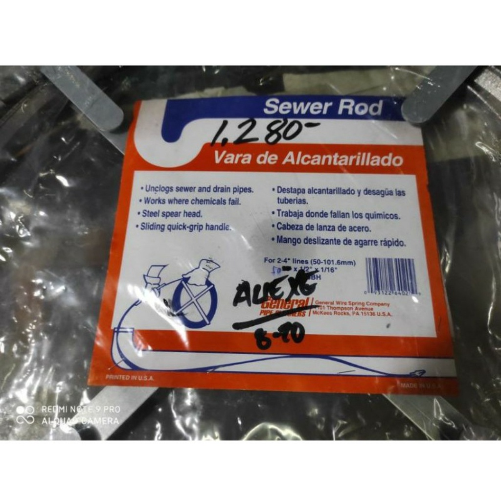 Sewer Rod or Plehe , Panundot 1/2x50 feet Heavy Duty U.S Made (Clears ...