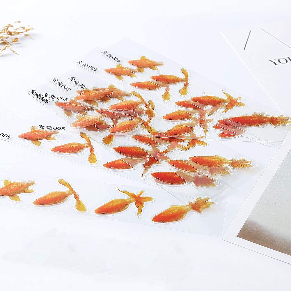 3D Goldfish Koi Pond Clear Film Sticker Simulation Resin Decorative ...