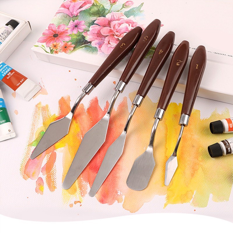 5 pieces of oil painting set art scraper toning gouache paint tool ...