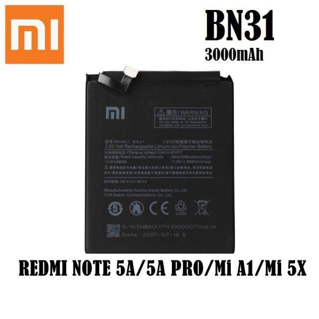 Xiaomi A1/ Mi5X/ Redmi Note 5A/5A Prime BN31 Battery XiaoMi Mi BN31 ...