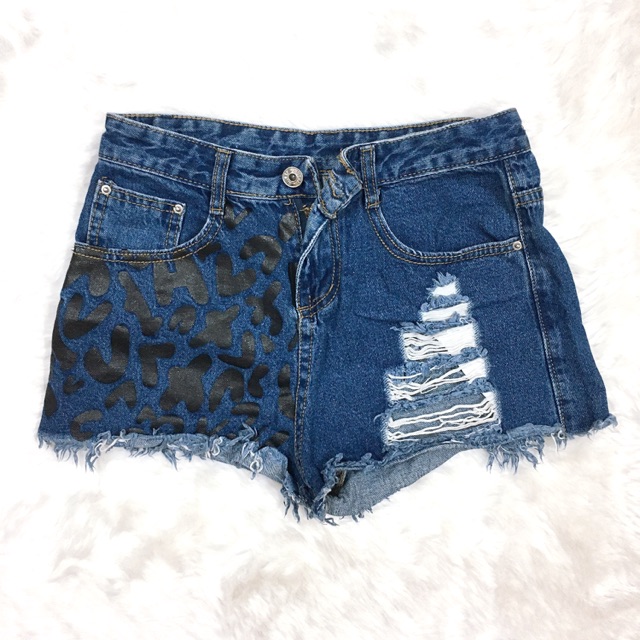 Ripped patterned jeans shorts | Shopee Philippines