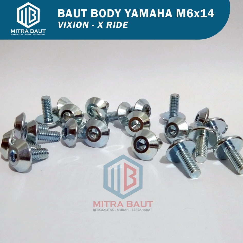 [Pack of 25 Pcs] Vixion/X-Ride/Bud Body Bolts L Key M6x14 | Shopee ...