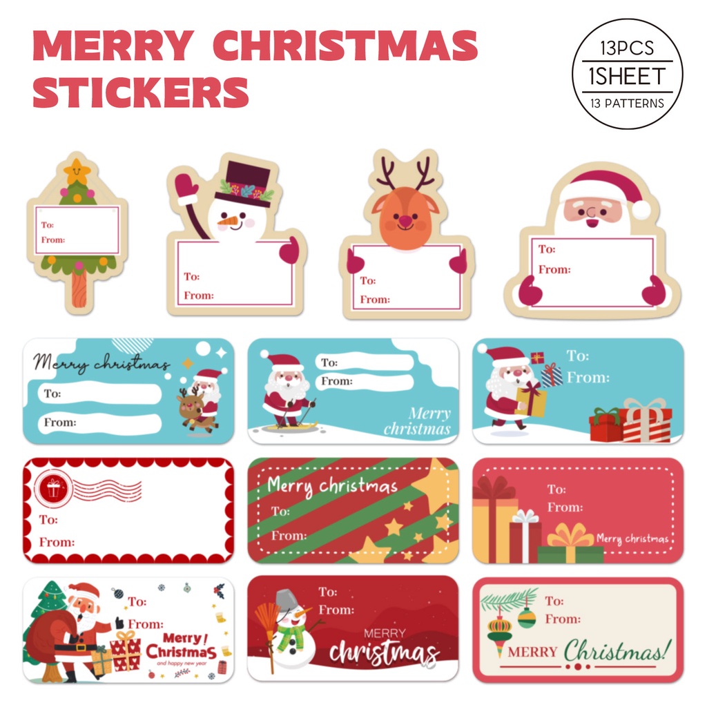 130 Pcs/Pack New Cartoon Merry Christmas Stickers Santa Claus Christmas ...