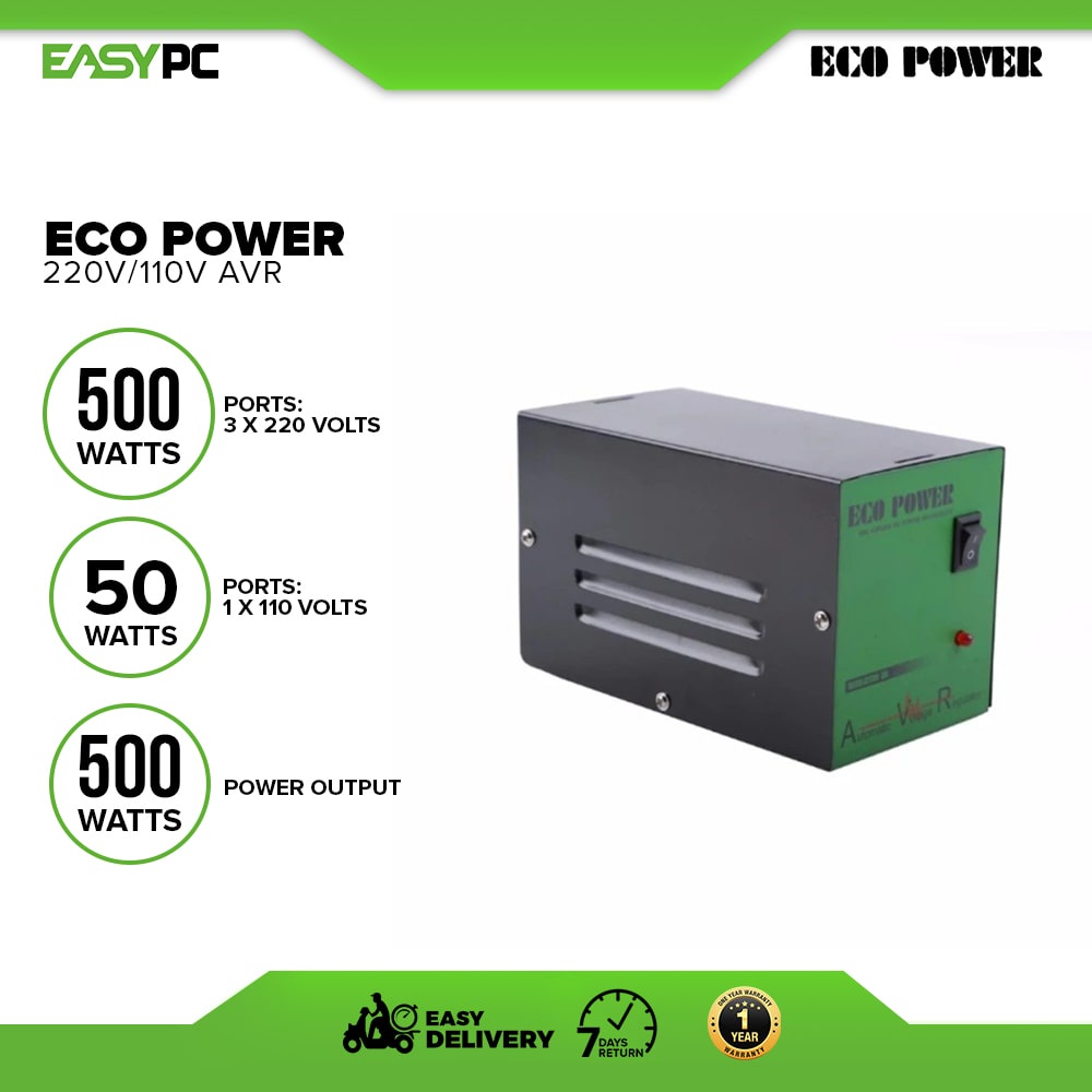 EasyPC| Eco-Power Avr 220v/110v avr for Desktop Computer, TV's and ...