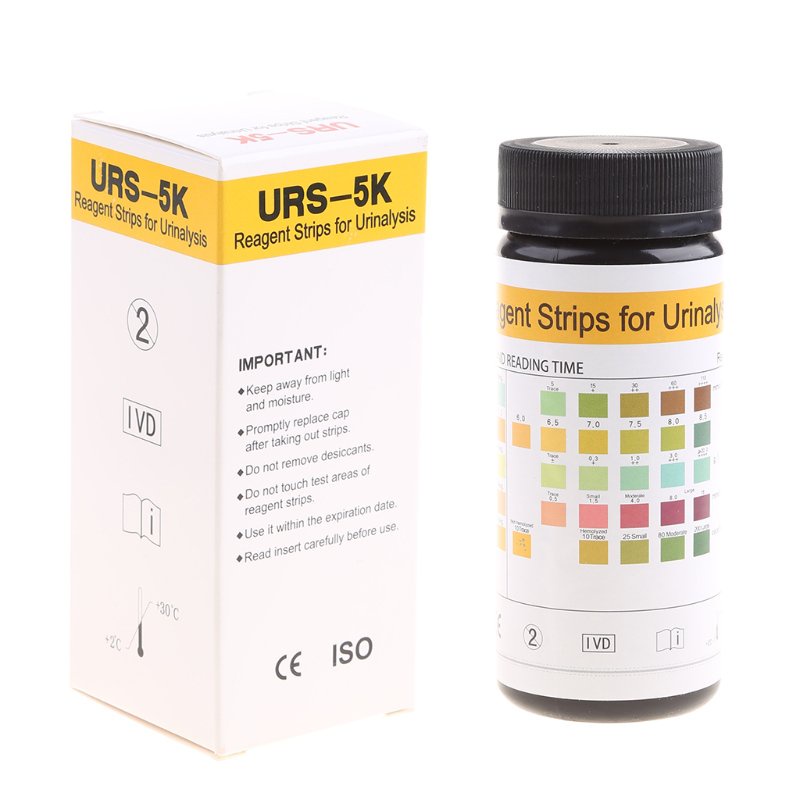 100Pcs URS-5K Glucose pH Protein Ketone Blood Urine Test Strip Reagent ...