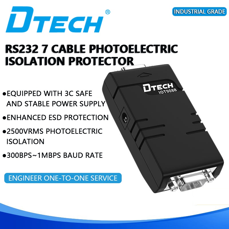 DTECH RS232 Serial Port Industrial Grade Active Photoelectric Isolation Converter DB9 Pin To DB9 ...