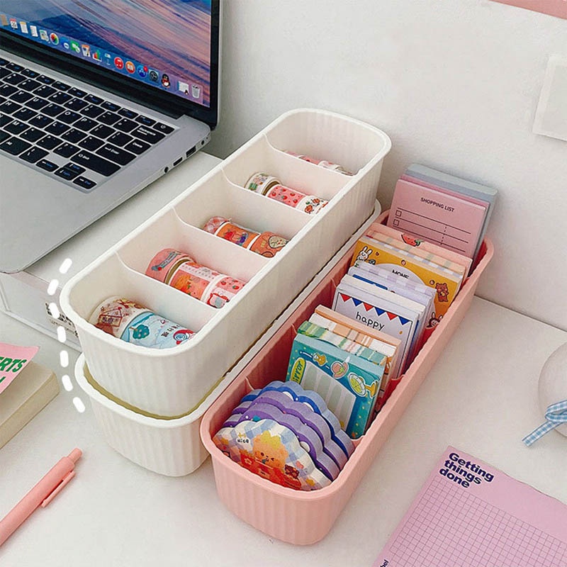 5 Grids Desktop Organizer Storage Box Large Capacity Office Storage Box ...
