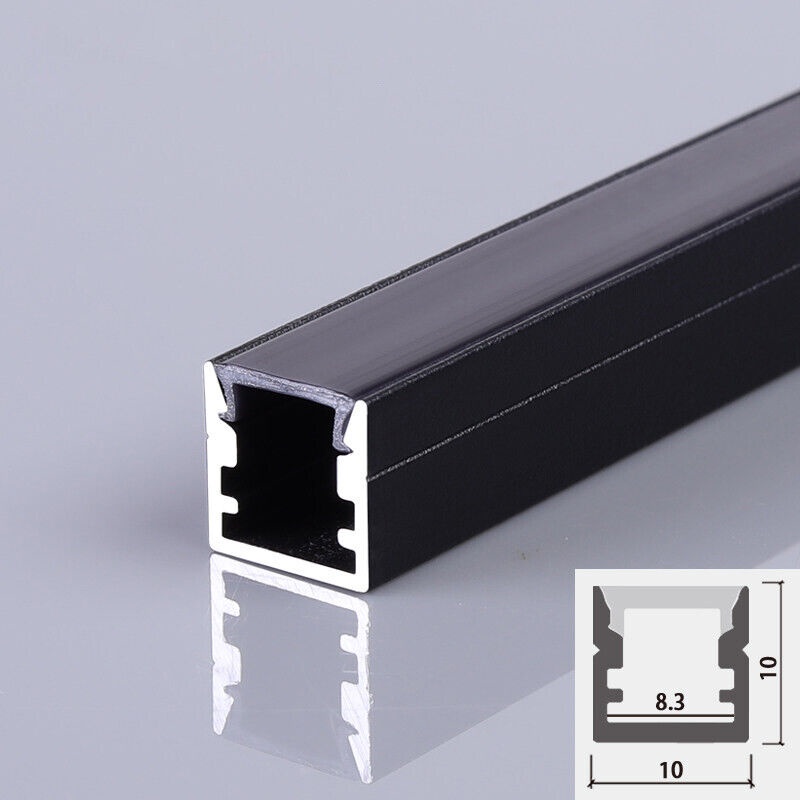 2Pacs (1m Each) LED Aluminum Profile U Shape Flush Mount Black Channel ...