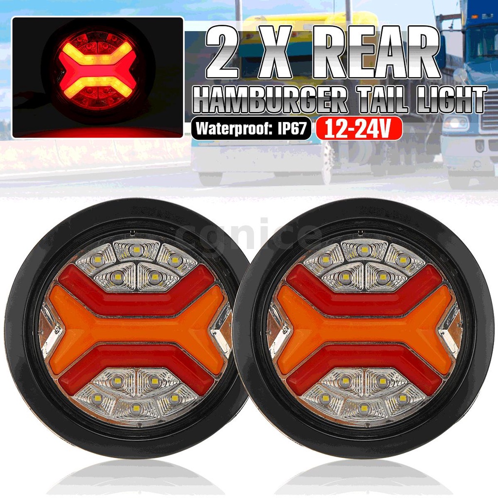 12-24V LED Hamburger Rear Tail Lights For Truck Lorry Van Caravan Bus ...