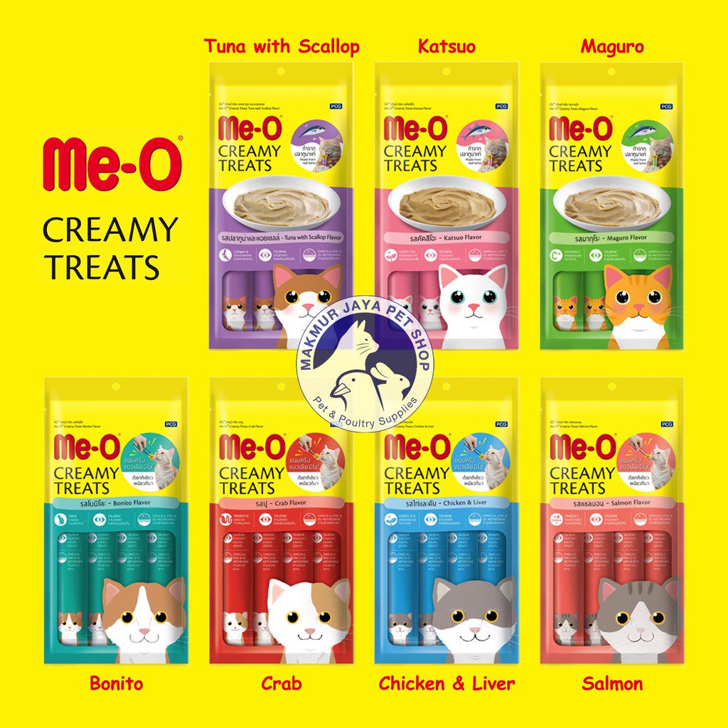 MeO Me-O Creamy Treats Cat Food Snack, 4 pcs 15g x 4 pieces | Shopee ...