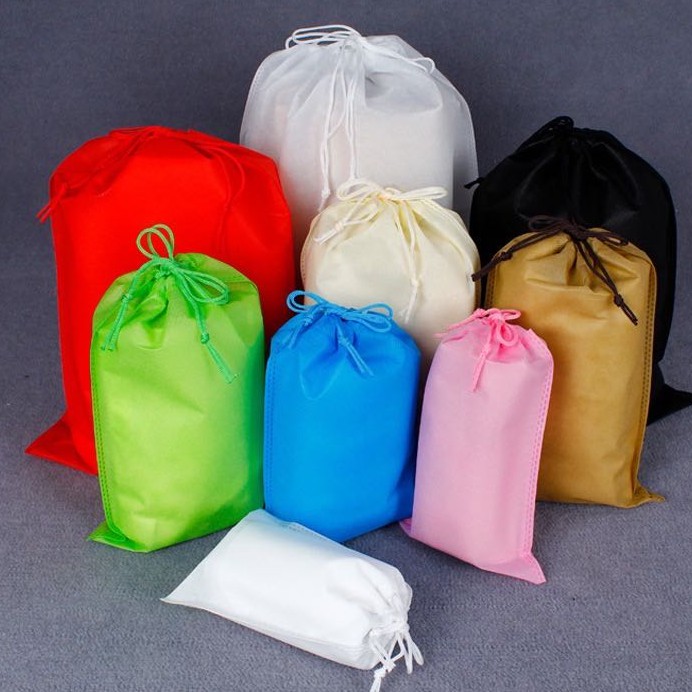 Eco Bag Drawstring Pouch Non-woven Travel Shoe String bag Dustproof ...