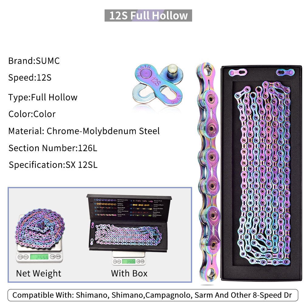 SUMC Bicycle chain Gold Rainbow Bike Chain X8 X9 X10 X11 X12 Super ...