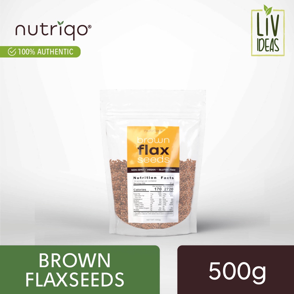 Nutriqo Brown Flaxseeds / Flax Seeds 500g (Non-GMO, Vegan, Gluten-Free ...