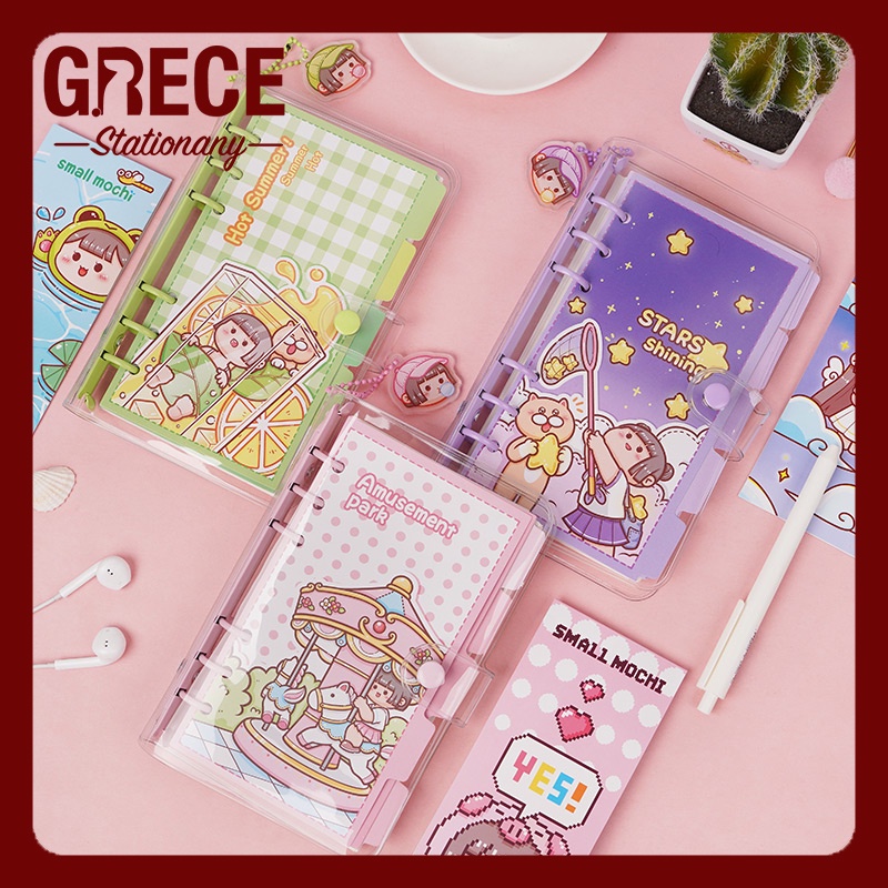 PVC A6 Binder Amazing Cartoon Cute Handbook Notebook with stickers ...