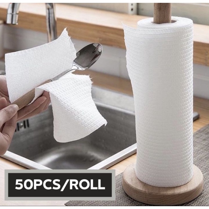 PLAIN Kithcen Tissue Non-woven 50 Pcs/Roll Fabric Kitchen Towel Dish ...