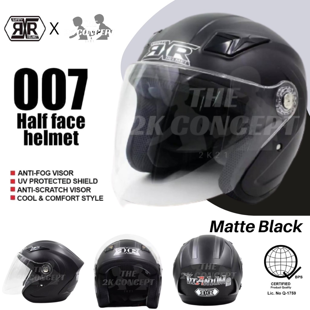 [2K] Motorcycle Helmet RXR 007 Half Face With Visor Protection | Shopee ...