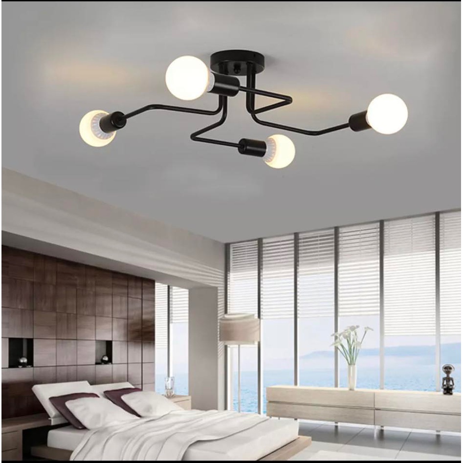 Retro/Vintage Lampu Siling Ceiling Pendant Light 4xFixture E27 Light ...