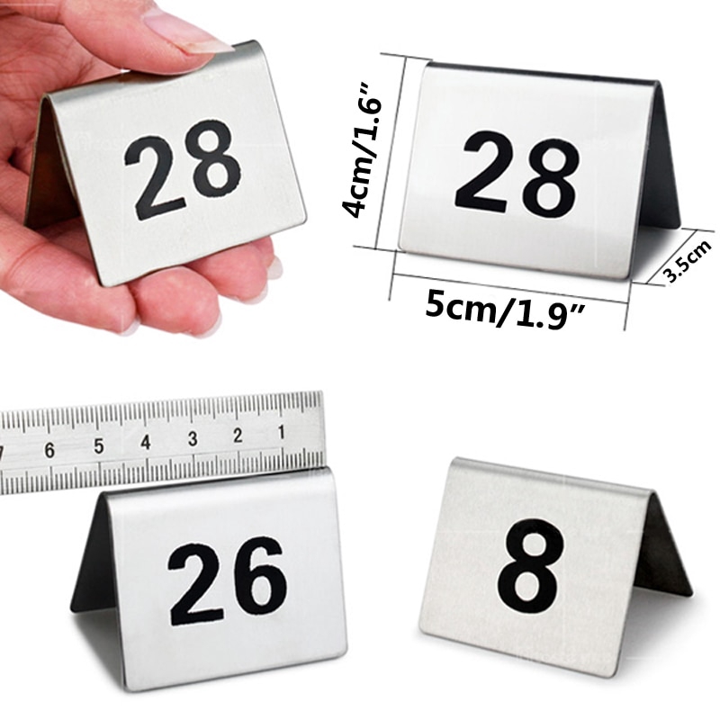 5x4cm Hot 1- 25 Stainless Steel Table Numbers Durable Number Cards ...