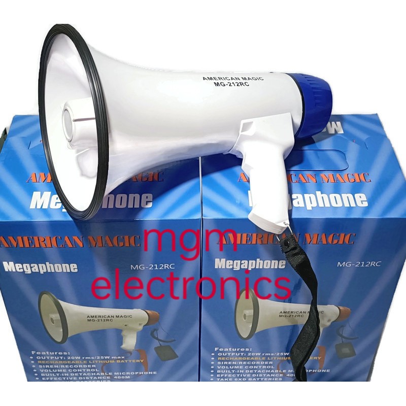 MEGAPHONE MG-212RC AMERICAN MAGIC Portable Rechargeable Megaphone 25w ...