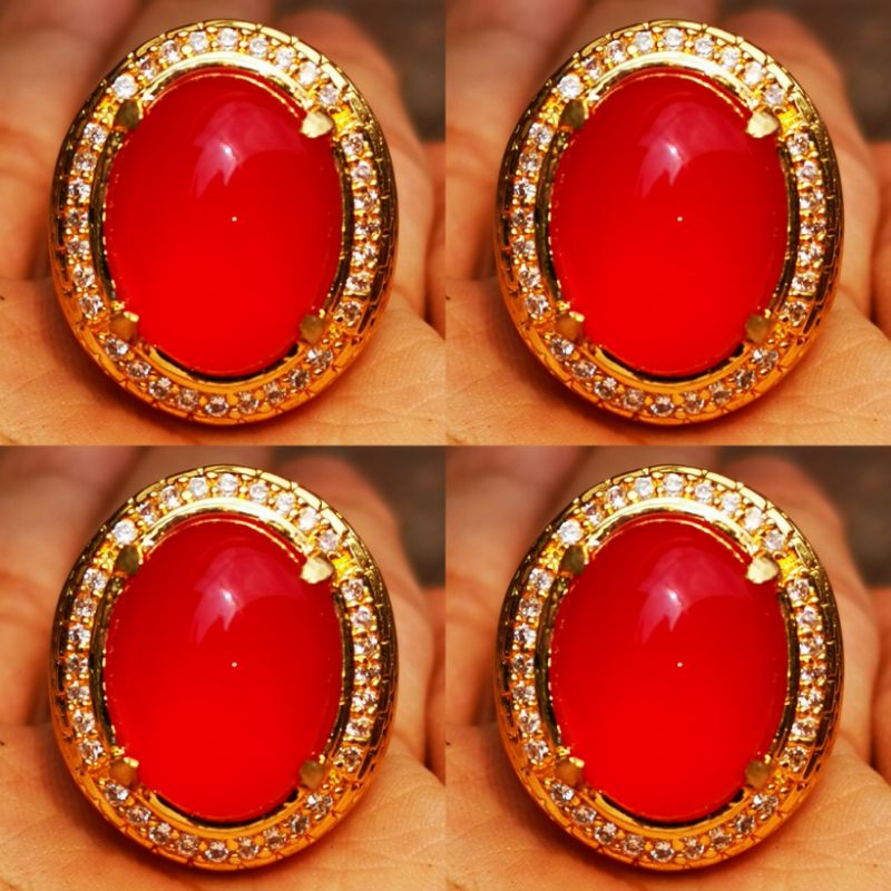 Natural RED BARON JUMBO STERLING GOLD Gem Ring Ring | Shopee Philippines