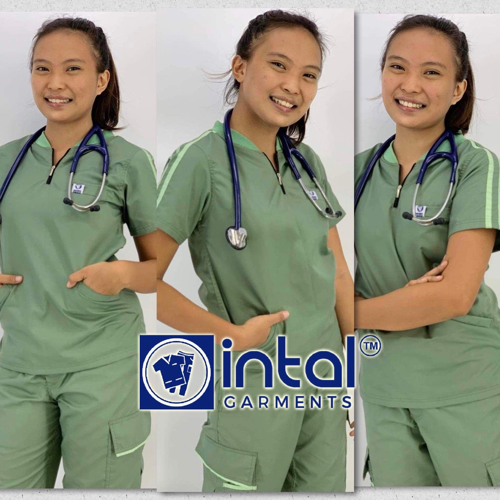 INTAL SCRUBSUIT 031A Elite MASIGASIG Zip-Up Ribbed Neck Shoulder Stripe ...