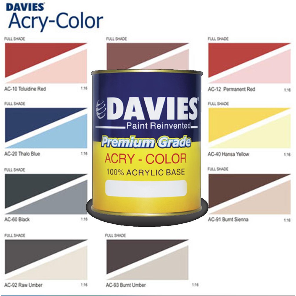 Davies Acry-Color Acrylic Based 1/4 Liter Acri-Color Acrycolor Acri ...