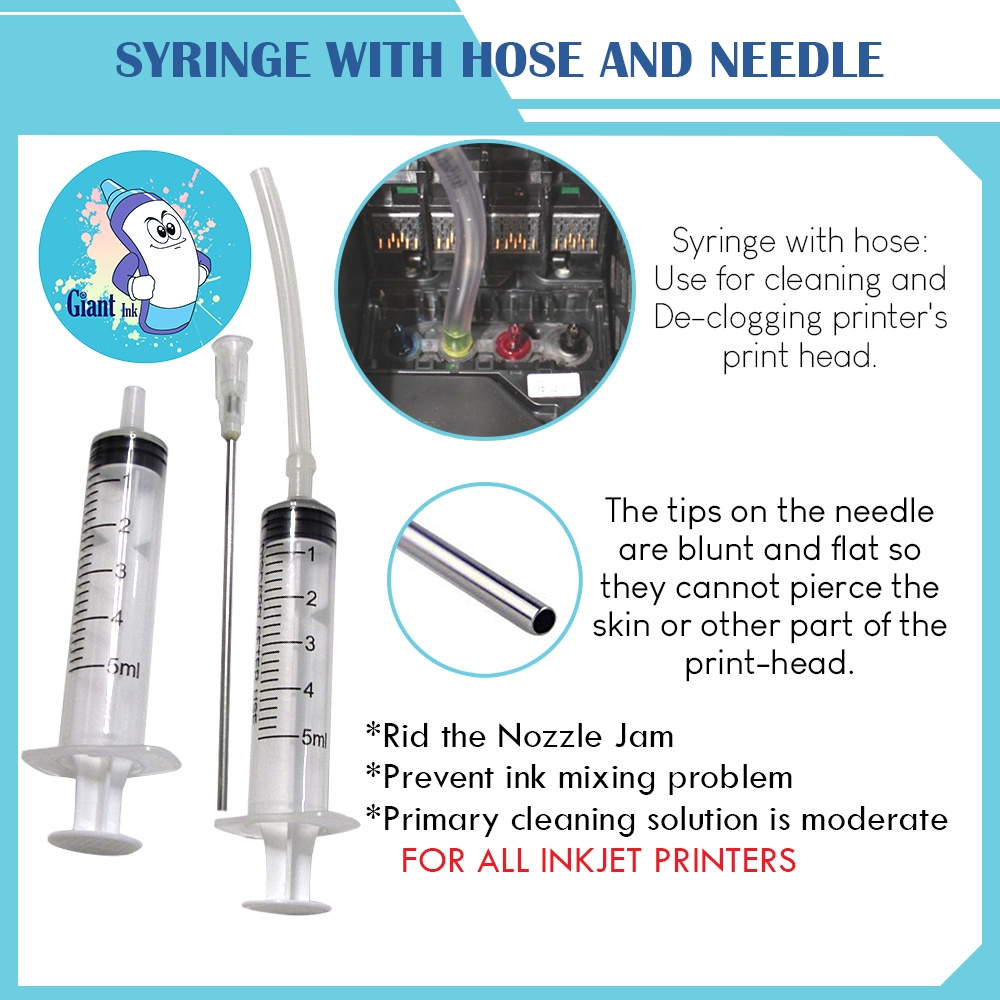 personal DIY Injector Syringe 5ml with Needle hose 2 set refill ink ...
