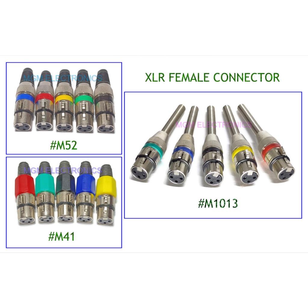 1pc. XLR JACK, FEMALE 3 pin AUDIO connector COLORED RING HEAVY DUTY ...