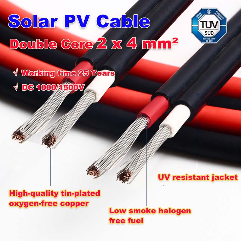 Double-Core 2x4mm² Solar Cables used in Solar Power Plant | Shopee ...