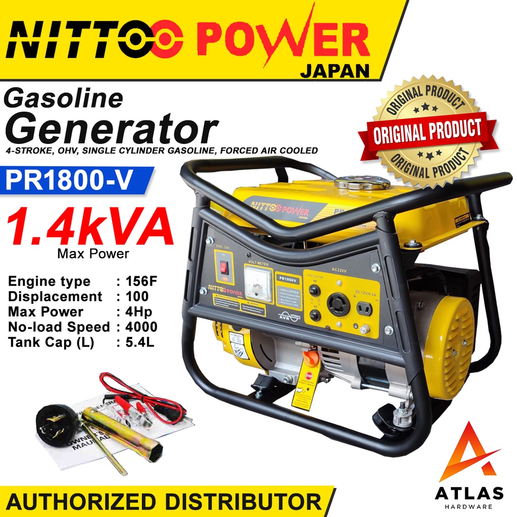 Nittoo Power Generator Gasoline 1400W PR1800V | Shopee Philippines