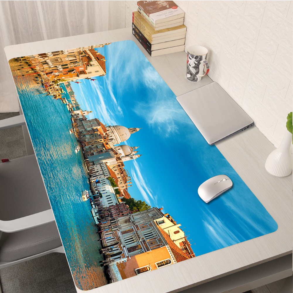 Black White Gaming Mouse Pad Green Flower Mousepad Pc Gamer 90x40 Desk ...