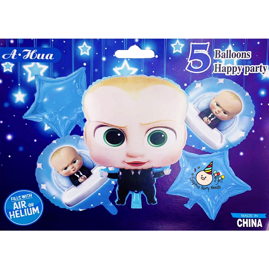 5 in 1 Boss Baby Foil Balloon Set Baby Boss Theme Party Decoration Boy ...