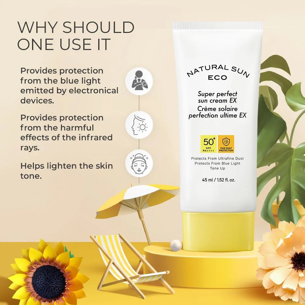 [New Model] NATURAL SUN ECO SUPER PERFECT SUN CREAM EX SPF50+ 45ML Blue ...