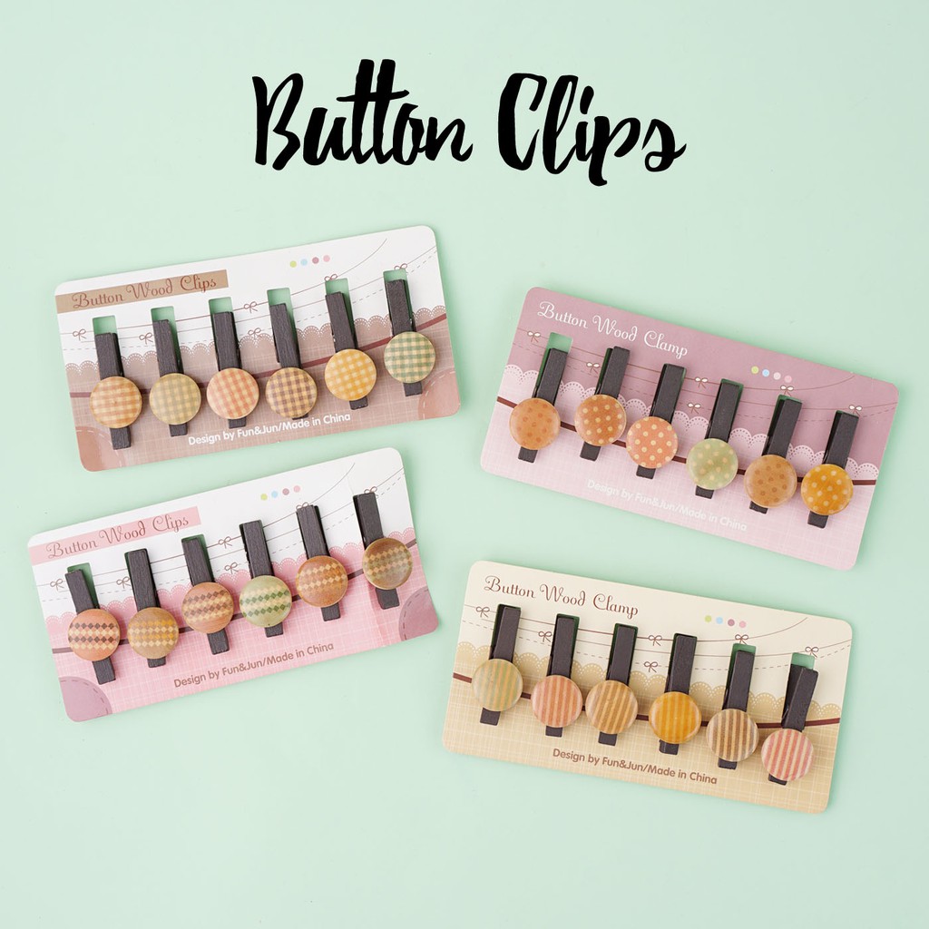 Button Wood Clips 6s fun and colorful design | Shopee Philippines