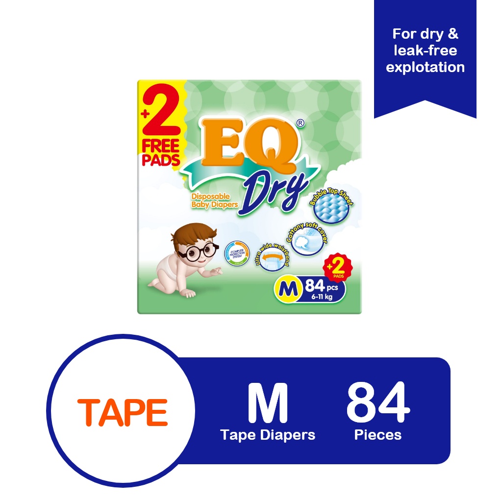 EQ Dry Mega Pack Medium 84's - Tape Baby Diapers | Shopee Philippines