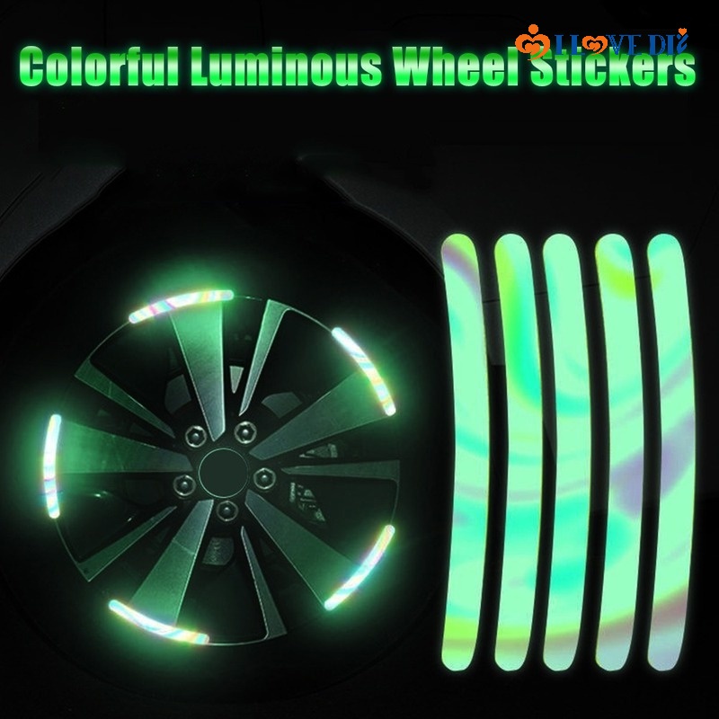 20 Pcs/ Set Car Rim Luminous Effect Waterproof Colorful Curved Sticky ...