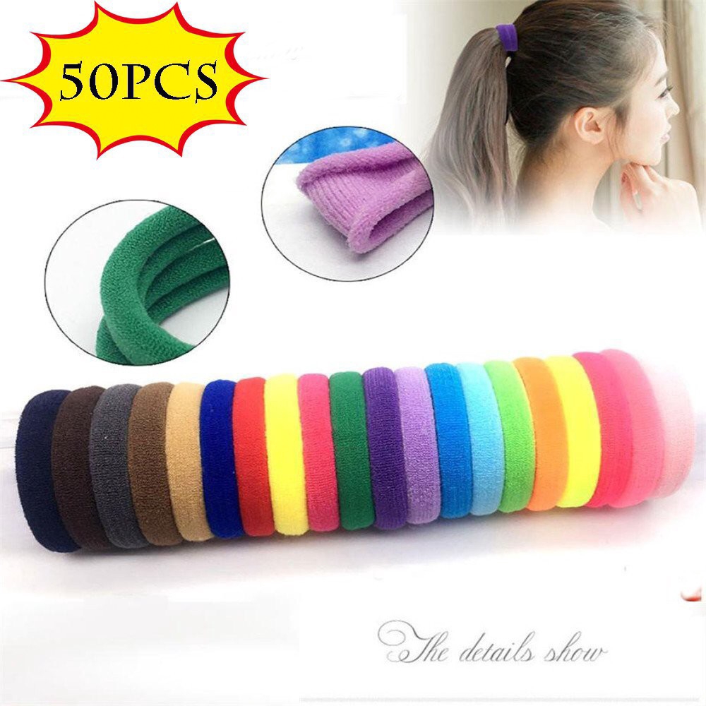 [Local Shippment]50Pcs Women Girls Elastic Hair Bands,Hair ponytail ...