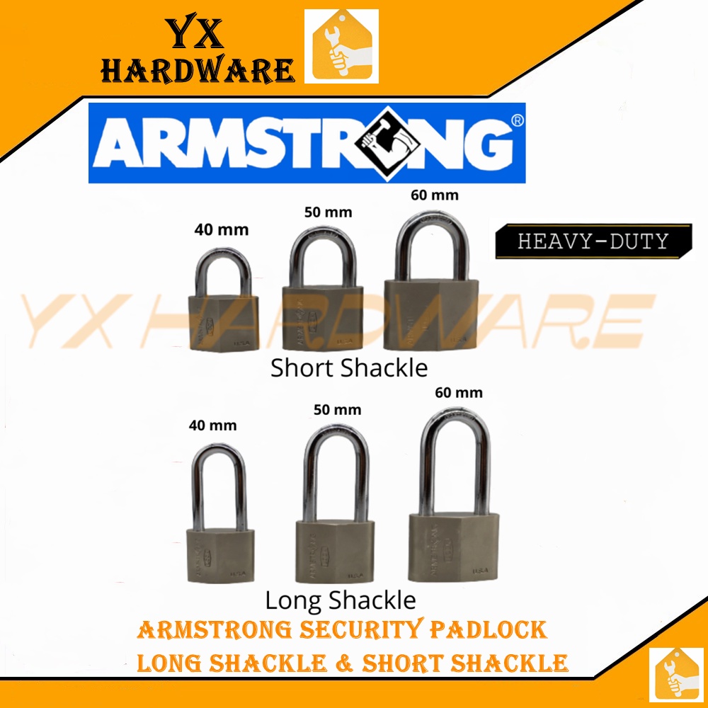 Armstrong Heavy-duty Security Padlock Long Shackle Short Shackle ...