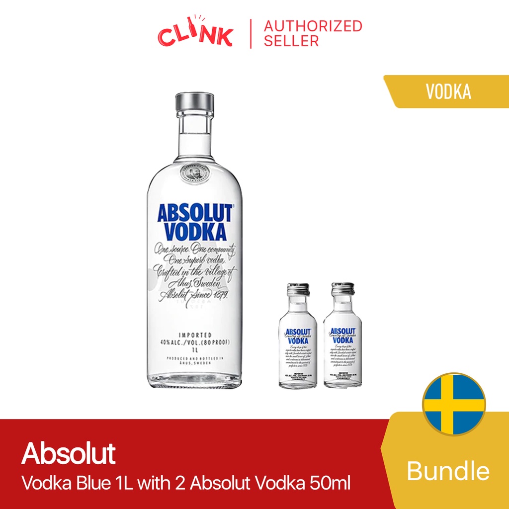 Absolut Blue Original Vodka 1L with 2 Absolut Vodka 50ml | Shopee ...