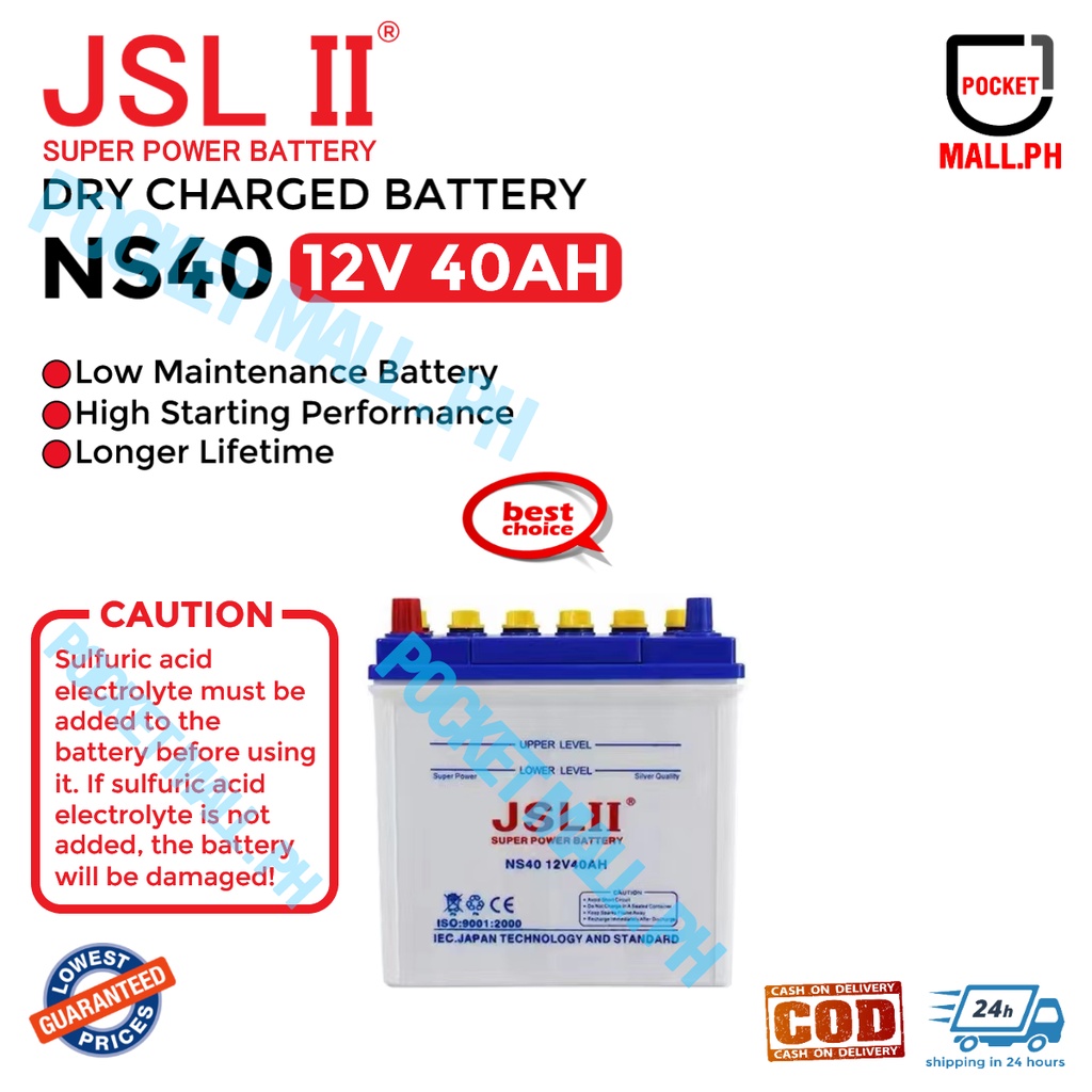 JSL II Brand Dry Charged Battery 12V 40AH Battery NS40 Super Power ...