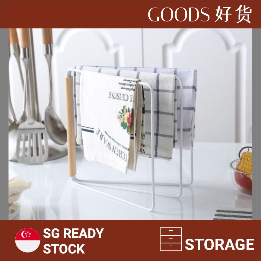 White Color Iron Table Cloth Towel Rack Stand 3 Tier Iron Storage Table ...