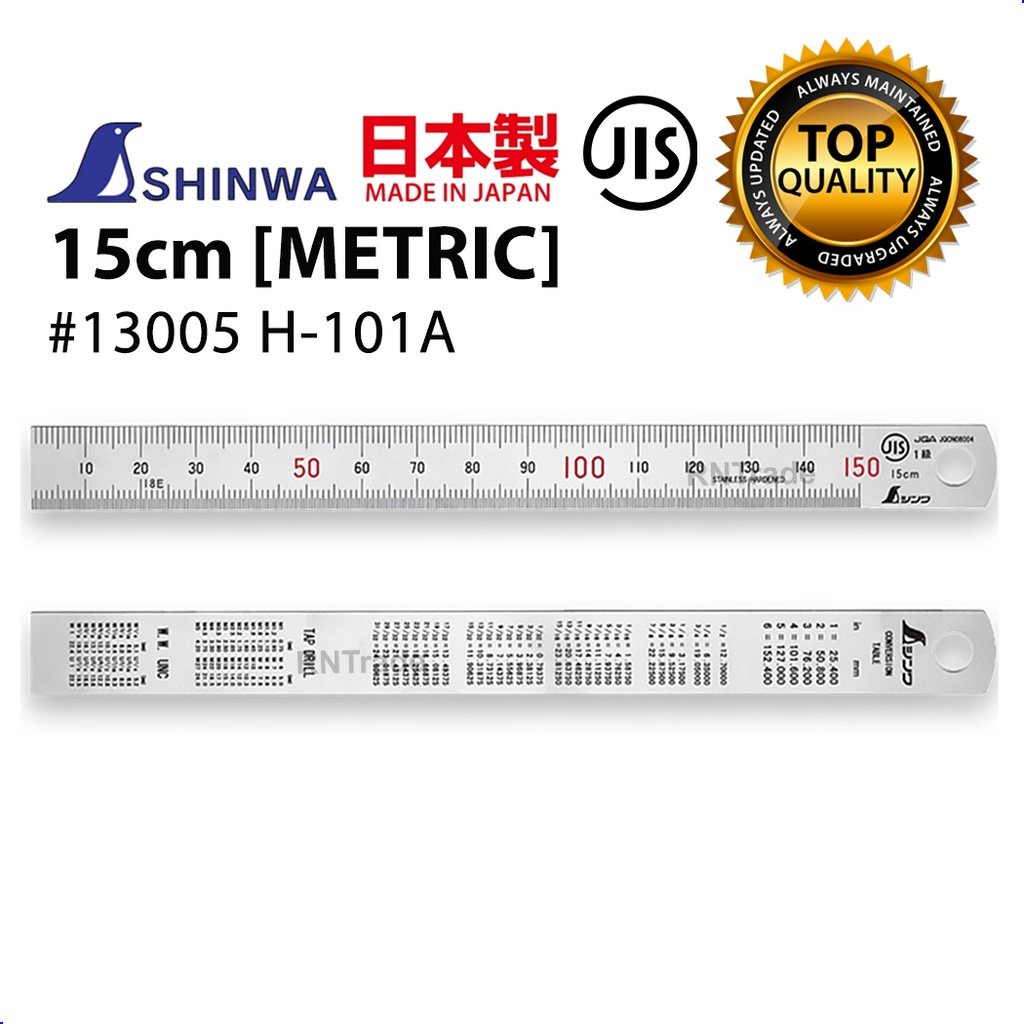 Stainless Steel Ruler Shinwa 150mm #13005 H-101A, Made in Japan | Shopee Philippines