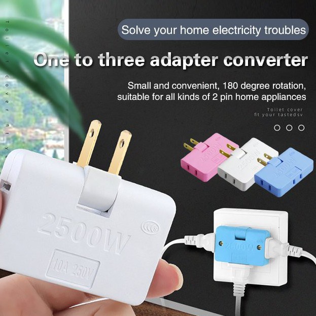 🟧 8011B Vone 3 WAY FLAT PIN POWER ADAPTER SOCKET WITH ADJUSTABLE PLUG ...