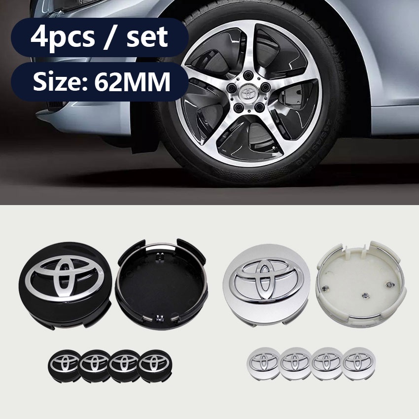 3D Emblem Toyota Car Wheel Hub Center Cap 62MM 4pcs for Innova RAV4 ...