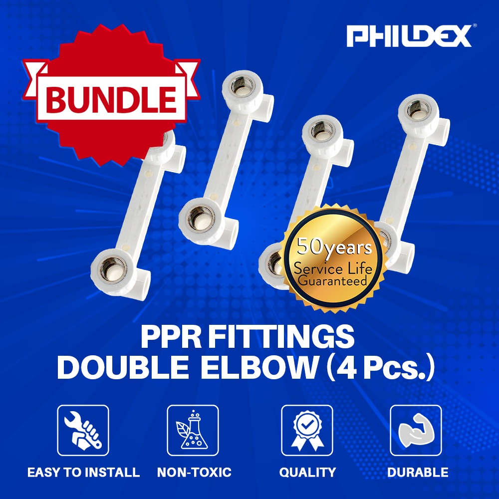 PHILDEX BUNDLE PROMO PPR Fittings - Double Elbow (20x1/2) | Shopee ...
