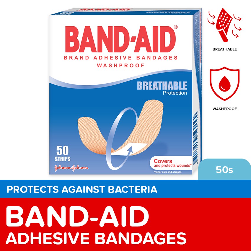 Band-Aid Adhesive Washproof Bandages 50s | Shopee Philippines