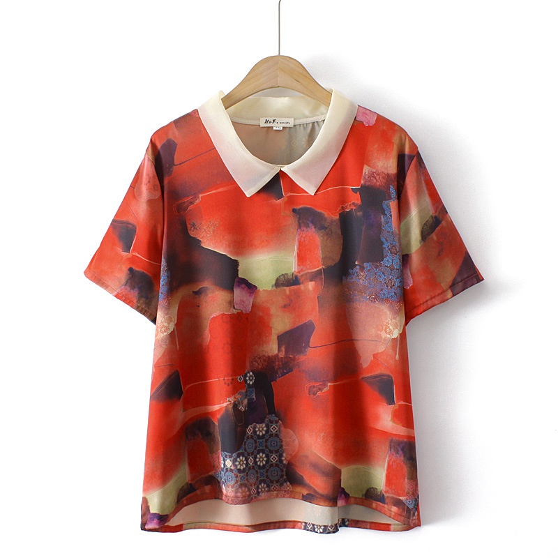 Plus Size XL-7XL Women's Vintage Summer Shirts Short Sleeve Printed ...