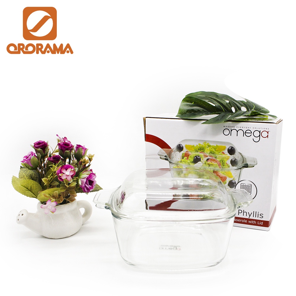Square Glass Casserole with Lid 1.5 Liters Omega (Phyllis) | Shopee ...