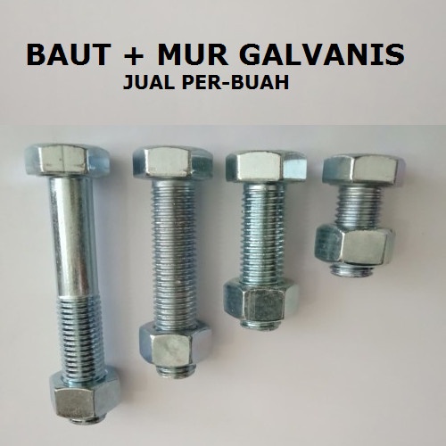 Galvanized Nut Bolt m 18 x 40 mm Key 27 Heads Hexagonal Perbuah Hex ...